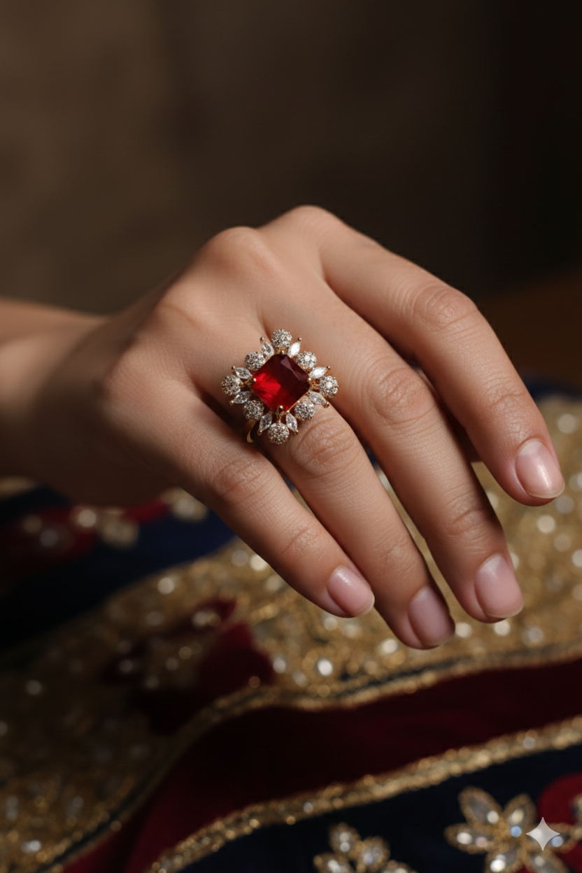 Diamond Ring – Fancy Red Stone Statement Jewelry In Pakistan – Al ...